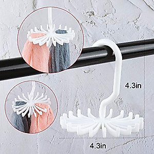 AUEAR, 8 Pack 360 Degree Rotating Scarf Hanger 20 Hooks Twirl Plastic Ties Hanger for Women Men Home Bedroom Supplies (White)