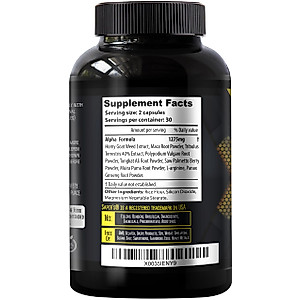 Alpha Enlargement Pills for Men - Increase 2 in 60 Days Male Enhancing Supplement - Horny Goat Weed Muscle Builder - Testosterone Booster for Men - Energy, Strength, Stamina, Endurance, Performance