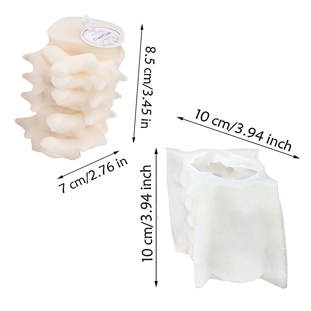 WOPODI Humans Vertebrae Resin Casting Mold 3D Spinal Cord Bone Shape Silicone Candle Molds Columnar Realistic Internal Body Organs Fondant Cakes Scented Beeswax Soap Mould Halloween Party Home Decor