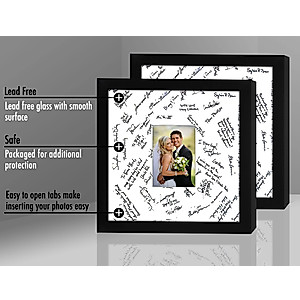 Americanflat 14x14 Wedding Signature Frame with Shatter-Resistant Glass - Set of 2 - Use as 5x7 Frame with Mat or 14x14 Without Mat - Signature Collection - Autograph Frame for Wall Display - Black