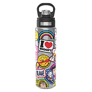 Tervis Peanuts Sticker Collage Triple Walled Insulated Tumbler Travel Cup Keeps Drinks Cold, 24oz Wide Mouth Bottle, Stainless Steel