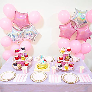 Pink and Gold Foil Party Supplies Set - 90PCS (Serves 30 Guests) Disposable Dinner Dessert Paper Plates 9oz Cups Baby Girl Boy Shower Gender Reveal Bridal Shower Birthday Wedding Party Decoration