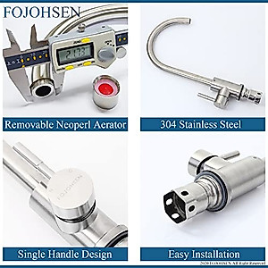 FOJOHSEN Kitchen Faucet Stainless Steel 360 Degree Swivel Single Handle One Hole,Kitchen Sink Faucet (Brushed Nickel)