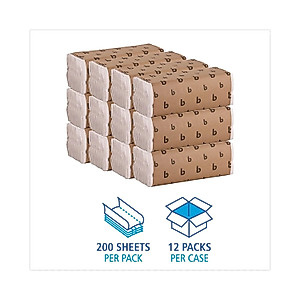 Boardwalk 6220 C-Fold Paper Towels, Bleached White, 200 Sheets/Pack, 12 Packs/Carton