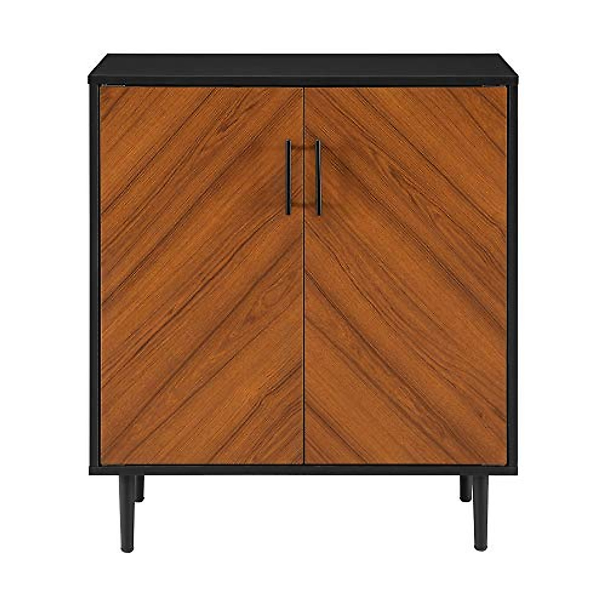 Walker Edison Fehr Mid Century Modern 2 Door Bookmatch Accent Cabinet , 28 Inch, Black