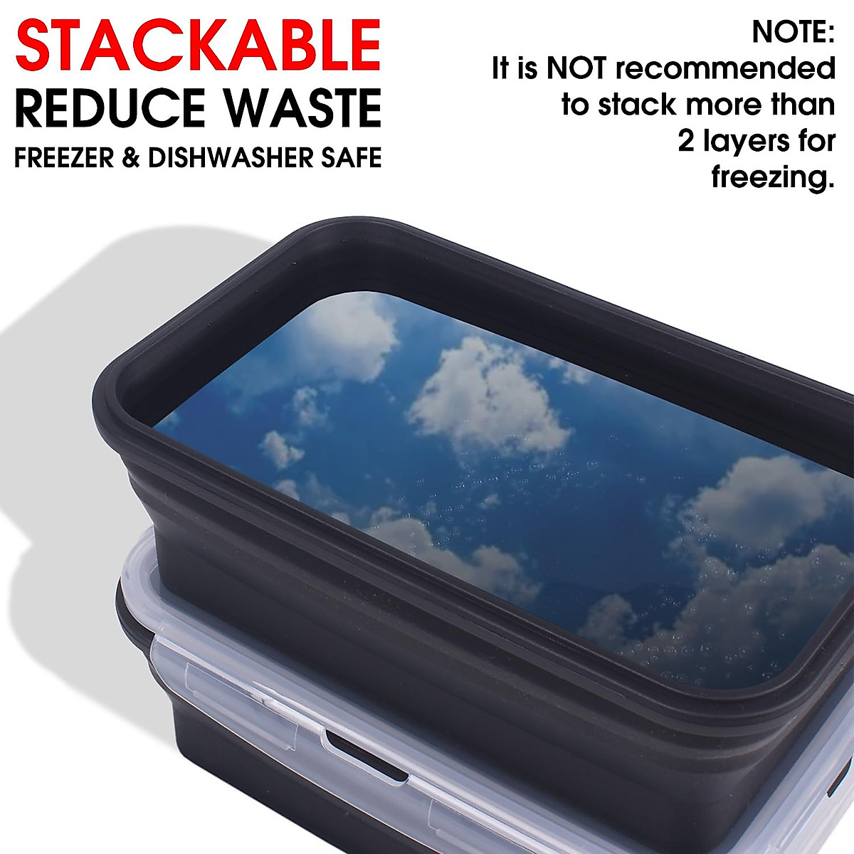 Extra Large Ice Block Mold for Ice Bath Cold Plunge Accessories, 4 Pack for 10LB Ice, Stackable Water Chiller Ice Tray Ice Cube Molds with Lids, Silicone Collapsible Food Storage Containers, Black