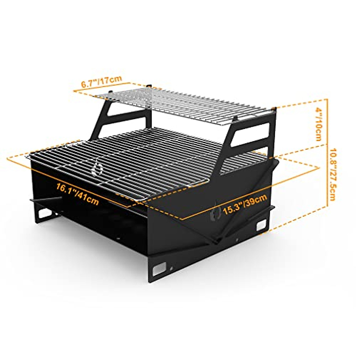 only fire Portable Barbecue Charcoal Grill Outdoor Camping Grill for Picnic, Hiking, Backyard Cooking - with Warming Rack and Handbag