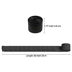 8 Rolls Black Crepe Paper Streamers, Wedding Birthday Baby Shower Halloween Party Decoration, Rainbow DIY Supplies, Living Room Bedroom Decor