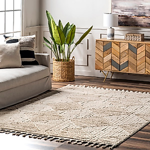 nuLOOM Kerry Geometric 7x9 Area Rug for Living Room Bedroom Dining Room Kitchen, Beige