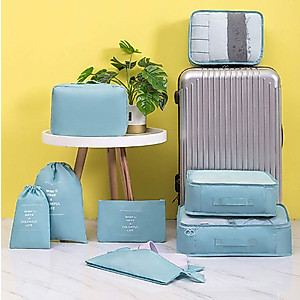 Belsmi 9 Set Packing Cubes with Shoe Bag - Compression Travel Luggage Organizer (9pcs Grey)