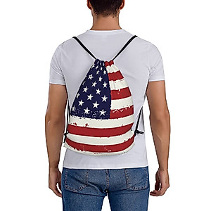 AIMASTZ Usa Flag Unisex Drawstring Backpack Bag Sport Gym Dance Travel Sackpack