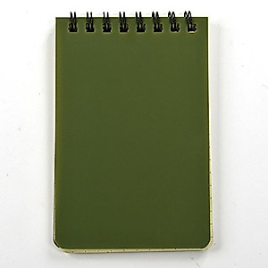 CUGBO 10 Pack Waterproof Notebook, All-Weather Pocket Sized Tactical Notepad, Top Spiral Memo Grid Paper Notepad for Outdoor Activities Recording(Army Green，3.2"x5.5")