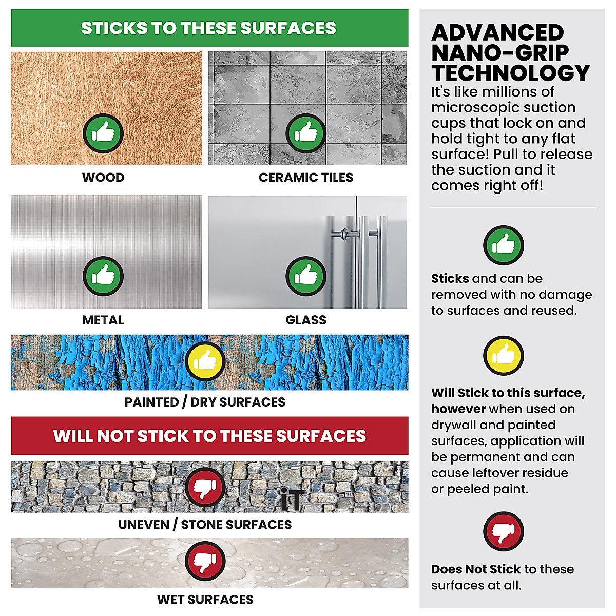 Alientape 4 Rolls Nano Double-Sided Tape, Multipurpose Removable Adhesive Transparent Grips - Washable Strong Sticky Heavy Duty for Carpet Photo Frame Poster Decor As Seen On TV