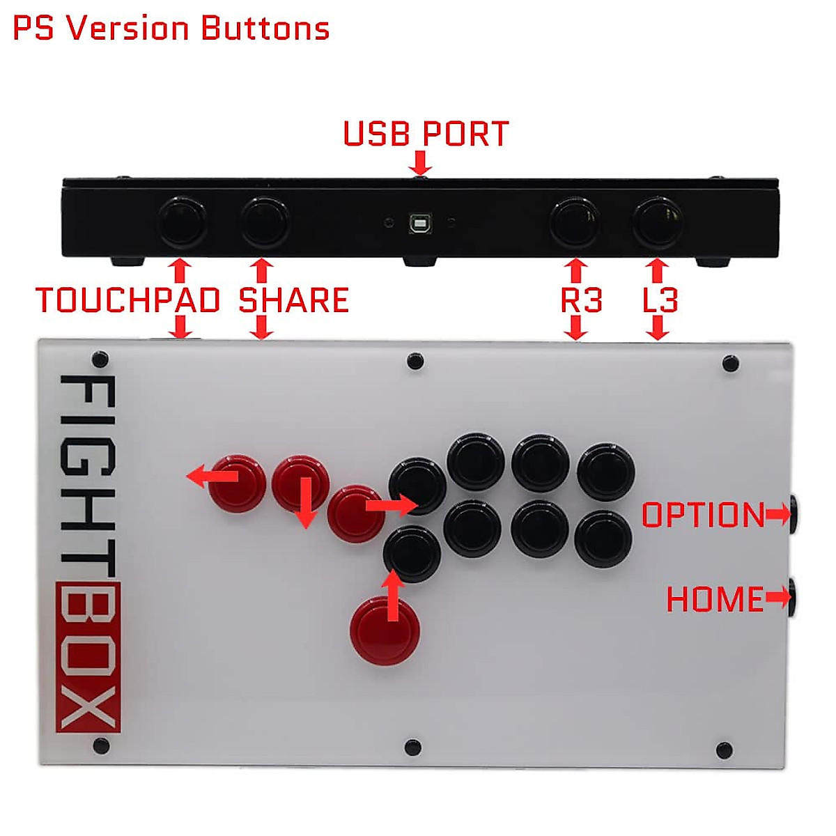 FightBox® F1-PS-W All Buttons Arcade Joystick Fight Stick Game Controller for PS4/PS3/PC