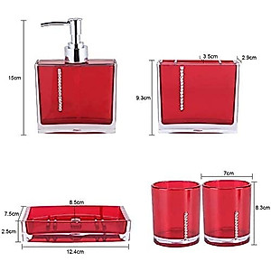 5pcs Bathroom Accessories Set Decorative Acrylic Collection Bath Accessory Set Includes Emulsion Bottle, Tooth Brush Holder, Soap Dish, 2 Gargle Cup for Decorative Countertop and Housewarming Gift