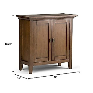 SIMPLIHOME Redmond SOLID WOOD 32 inch Wide Transitional Low Storage Cabinet in Rustic Natural Aged Brown for the Living Room, Entryway and Family Room