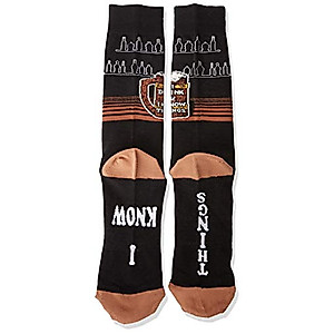 K. Bell Men's Funny Jokes and Wordplay Novelty Crew Socks, I Know Things (Black), Shoe Size: 6-12