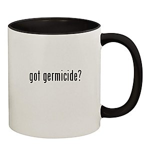Knick Knack Gifts got germicide? - 11oz Ceramic Colored Handle and Inside Coffee Mug Cup, Black