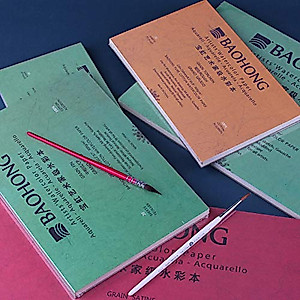 BAOHONG Artists' Watercolor Painting Block, Pack of 2, 40 Sheets 100% Cotton, Acid-Free, 140LB/300GSM, Cold Press Textured, Ideal for Watercolor Techniques, Colored Pencil and Pastel