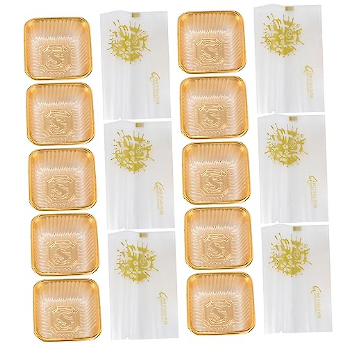 YARNOW 100 Sets Moon Cake Packaging Bag Plastic Bread Box Cookie Container Clear Tray Hot Seal Cookie Bag Tray Mini Cake Dome Clear Plastic Cupcake Boxes Egg-yolk Puff Box Packing Box Set