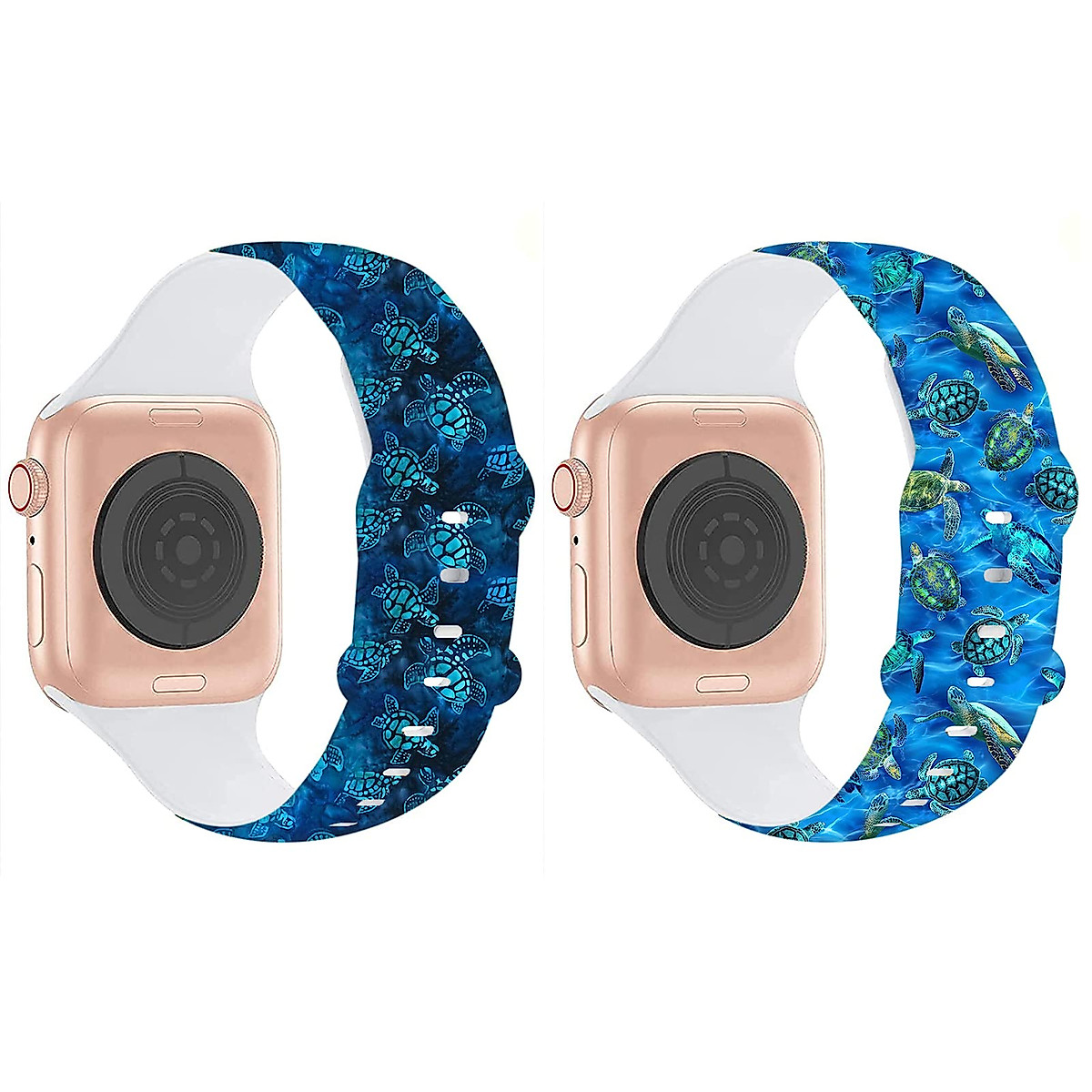 Sea Turtle Sport Watch Bands Compatible with Apple Watch Band 38mm 40mm 41mm,Silicone Strap Wristbands Compatible with iWatch Bands Series SE 7 6 5 4 3 2 1 for Girls Women Boys Men Couple Boyfriend Girlfriend Lover Gifts