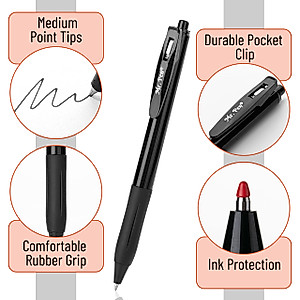 Mr. Pen- Pens, Black Gel Pens, 6 Pack, 0.7mm Fine Point, No Smear, Fast Dry, Gel Ink Pens, Black Ink Pen, Pens Bulk, Gel pen, Black Pens, Pens for Journaling, Retractable Pens, Premium Ink Pen