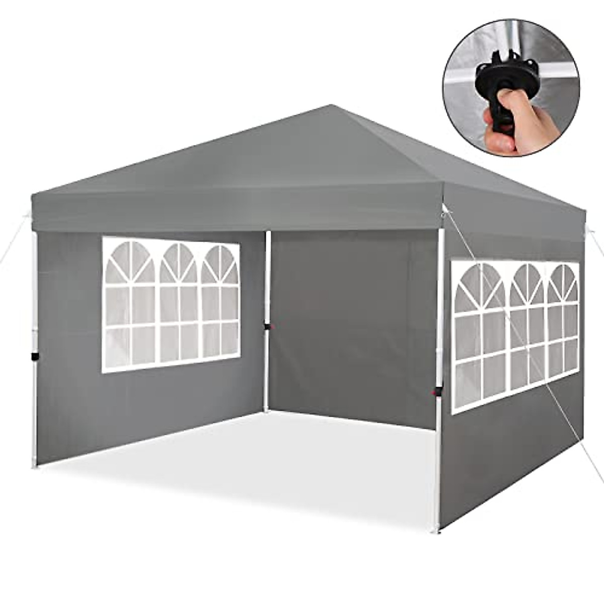 10x10 Pop Up Canopy with Sidewalls, Ez Up Canopy, Portable Instant Canopy, Outdoor Canopy Event Tent, Waterproof Vendor Canopy, Tents for Parties, Wedding, Camping,Grey