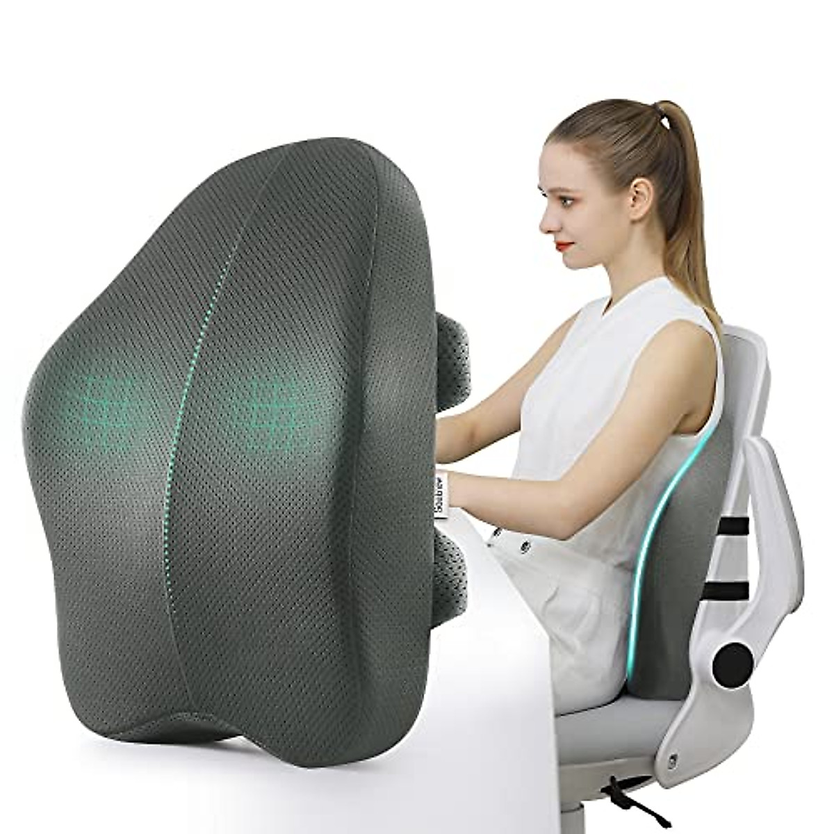 Lumbar Support Pillow for Office Chair Back Support Pillow for Chair Car Seat Back Support Ergonomic Back Chair Pillow Desk Chair Back Cushion for Back Pain Back Rest Pillow Lumbar Back Support (Grey)