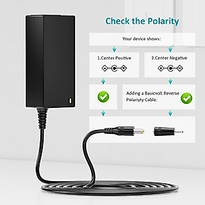 Basicvolt DC 12V 5A 1.5A 1.2A Power Supply, AC Adapter 100-220V to 12Volt 5Amp Replacement Cord Converter Transformer 5.5x2.1mm Plug for LED Strip Light DVD Player Security Cameras and 12VDC Devices