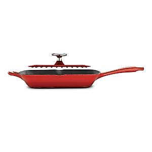 Tramontina Grill Pan with Press Enameled Cast Iron 11-in Graduated Red, 80131/059DS