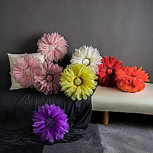 OiseauVoler Decorative Throw Pillow Handmade Luxury Cushion Accent 3D Flower Round Pillow with Insert for Couch Bedroom Home Decor 12 Inch White