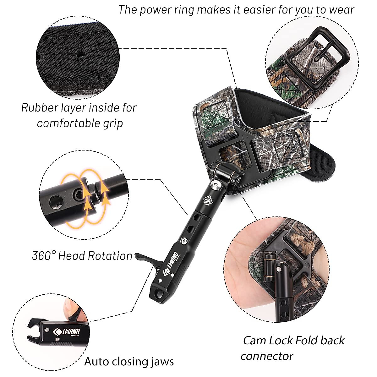 LWANO Archery Compound Bow Release Aids Trigger with Foldback Design (Camo)