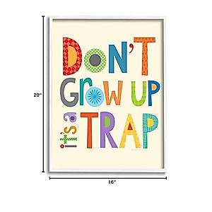 Stupell Industries Don't Grow Up It's a Trap, Design by Ellen Crimi-Trent White Framed Wall Art, 16 x 20, Multi-Color