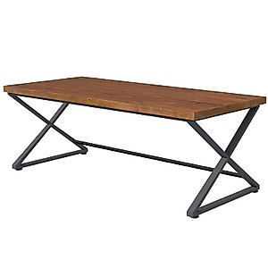 IBF Solid Wood Desk, 60” Rustic Real Wood Home Office Work Desk, Industrial Natural Wood Writing Study Desk, Metal Wooden Desk Executive Workstation Computer Table in Bedroom Living Room, Brown, 60 in