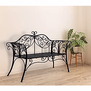 HLC 52" Garden Bench Outdoor Bench Patio Bench for Outdoors Front Porch Furniture Iron Patio Bench Park Benches for Outside