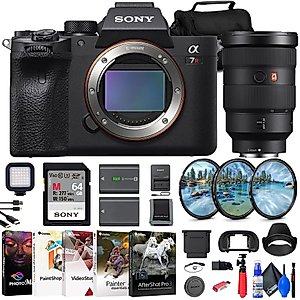 Sony a7R IVA Mirrorless Camera (ILCE7RM4A/B) + Sony FE 24-70 Lens + 64GB Card + Filter Kit + Bag + NP-FZ100 Compatible Battery + Card Reader + LED Light + Corel Photo Software + More (Renewed)