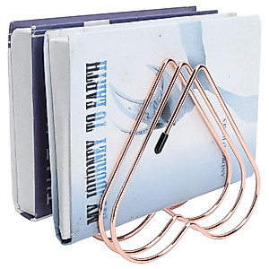 Magazine Holder, Heart Shaped File Holder Book Rack, Desktop File Sorter Magazine Organize Letter Storage for Document Folder(Rose Gold)