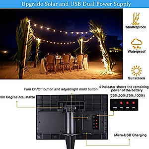 Lomotech Solar String Lights Outdoor, 32ft 25 LED Bulbs Globe Patio Sting Lights with 1 Spare Bulb, Waterproof Hanging Lights Outdoor for Yard, Gazebo, Porch, Cafe, Bistro, Garden (Plastic Bulb)
