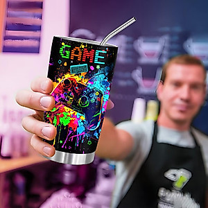 Gamer Gifts, Gifts for Gamers, Cool Gamer Present for Men Teenage Teen Boys Boyfriend, Gaming Mugs Stuff, Video Games Party Favors, The Game Men Boy Birthday Room Decor Stainless Steel Tumbler 20oz