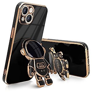 Pepmune Compatible with iPhone 13 Mini Case Cute 3D Astronaut Stand Design Camera Protection Shockproof Soft Back Cover for Apple iPhone 13 Mini Phone Case Black