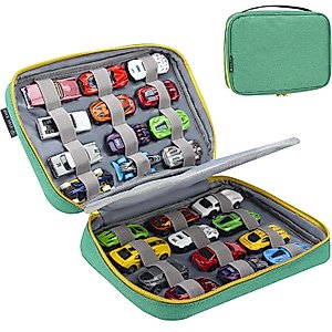 KISLANE 24 Toy Cars Storage for Toy Cars, Storage Case Compatible with 24 Toy Cars, Matchbox Cars, Mini Toys, Toy Cars Storage for Kids, Bag Only (Green)