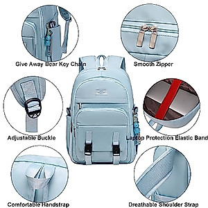 WIUFBE 15.6 inch Laptop backpacks School College Backpack Large Bookbags Anti Theft Travel Daypack For Teens Boys Girls Women (Blue)