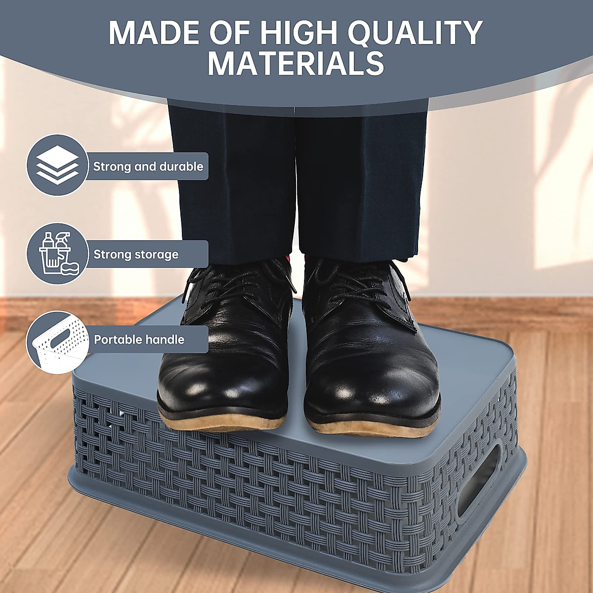 8 Pack Plastic Storage Baskets - Small Pantry for Organizing and Storage Bins for Bathroom,Kitchen,Shelves,Closet, Laundry Room,Bedroom, Classroom,Playroom