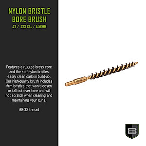 Breakthrough Clean Gun Cleaning Nylon Bore Brush - Gun Cleaner Kit Accessory for Rifle and Pistol Care - #8-32 Thread - .22 / .223 Cal / 5.56mm