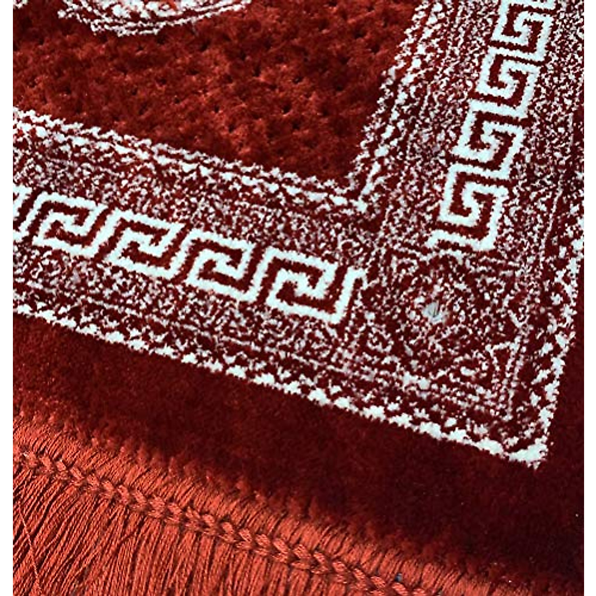 Modefa Turkish Islamic Prayer Rug - Soft & Comfortable Prayer Mat - Muslim Janamaz Sajada - Plush Velvet Praying Carpet for Men and Women - Ramadan or Eid Gift - Geometric Floral Ipek (Red)