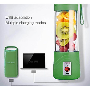 Generic Portable Blender USB Rechargeable Best Personal Blender for Shakes and Smoothies, with 4 Ultra-sharp Blades for Travel, Office & Sports (Green), SMALL