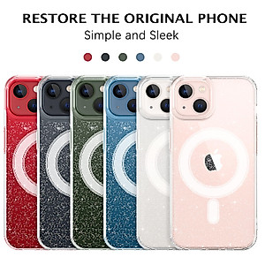 Telaso iPhone 13 Mini Case, iPhone 13 Mini Clear Glitter Case Compatible with Magsafe Wireless Charging Shockproof Anti-Scratch Hybrid Hard PC TPU Bumper Phone Case for iPhone 13 Mini 5.4", Clear
