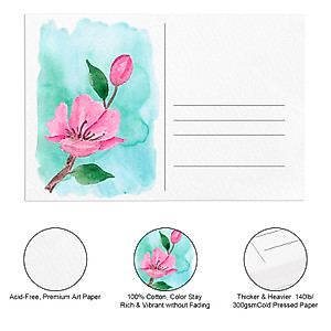 50 Pieces Watercolor Postcards, 100% Cotton 140lb/300gsm Blank Postcards 4x6 Inch Watercolor Paper Post Cards for Watercolor Journal, DIY, Mailing, Painting, Invitations, Greeting Cards
