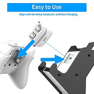 Controller Charger for Xbox Series X S - Wireless Controller Charging, Charger with 2 Pack Rechargeable Battery by DOYO(Black)