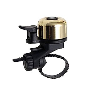 Crane Bike Bell, Brass, Flex-Tite Bicycle Bell, Made in Japan for City Bikes, Cruisers, Road Bikes or MTB, Micro-Adjustable clamp